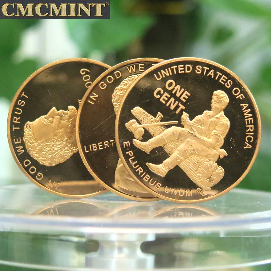 1 Oz 999 Fine Copper 1 Of 4 - Jumbo Penny Lincoln On A Log Round Coins ...