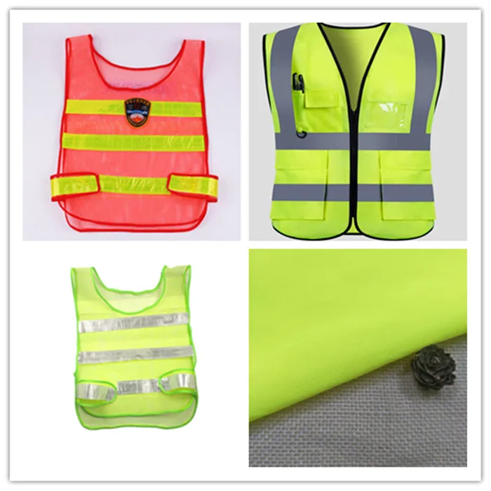 Polyester Tricot High Visibility Neon Reflective Fabric For Clothing ...