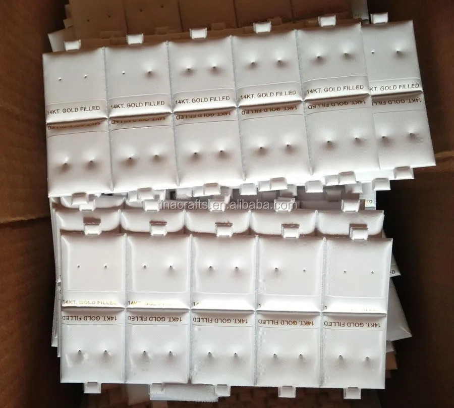 3.8*5cm Earring Puff Display Pads White Stud Post With Gold Logo - Buy ...
