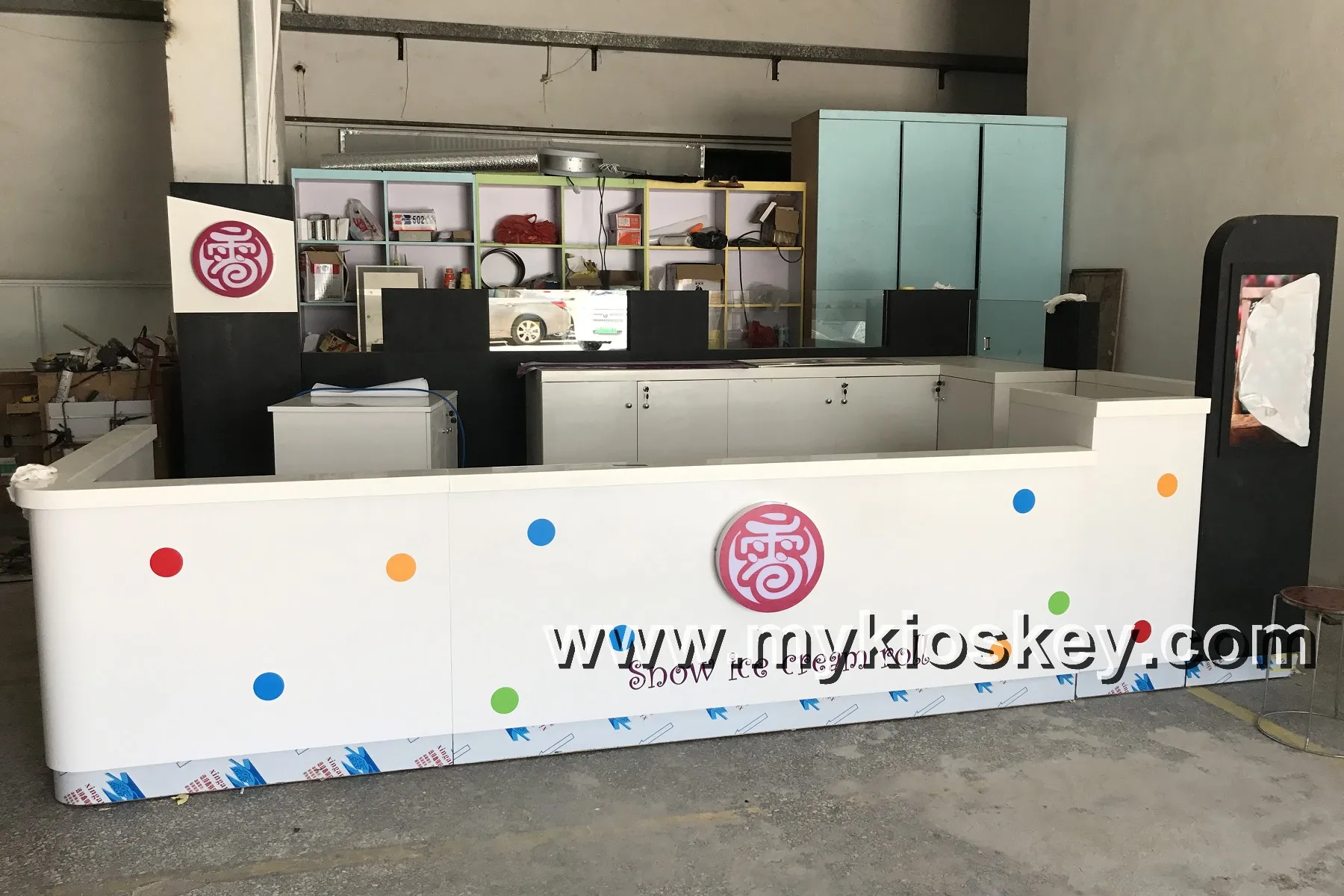 2018 13*8ft Popular roll ice cream kiosk food kiosk design in mall