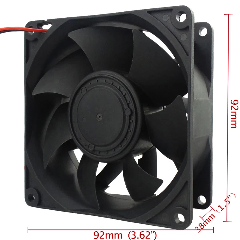 Cabinet cooling fan 4 inch brushless plastic 7 blades 92x92x38mm 12v ...