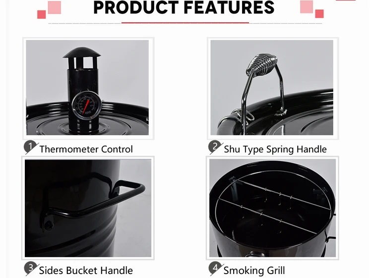 Meat Cooker Smoker Vertical Barrel Charcoal Bbq Oil Drum Barbecue Grill ...