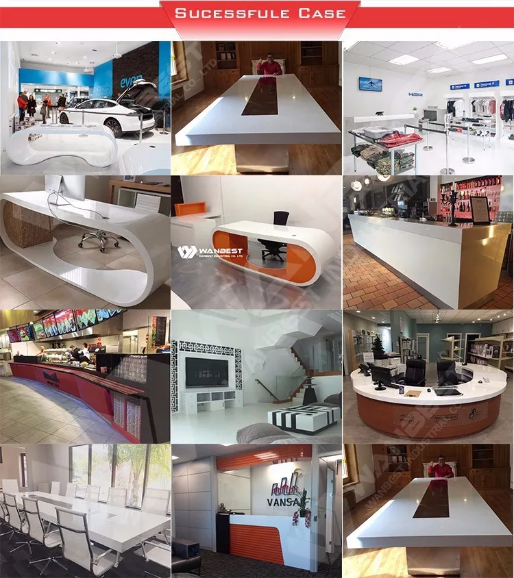 curved half circle reception lobby desk custom design