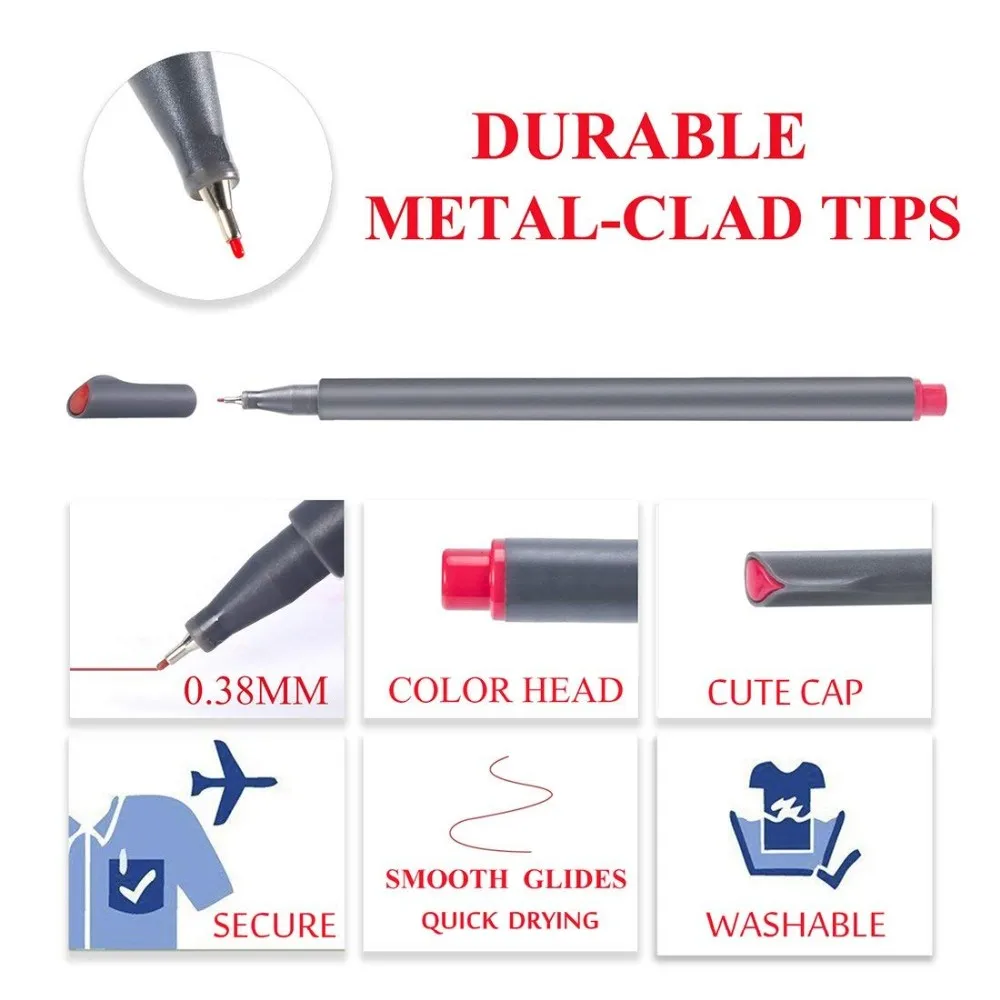 Fineliner Color Pens Set,Fine Line Point Drawing Marker Pens For ...