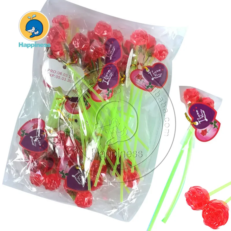 Valentine Day Gift Halal Rose Shape Lollipop Flower Hard Candy - Buy ...