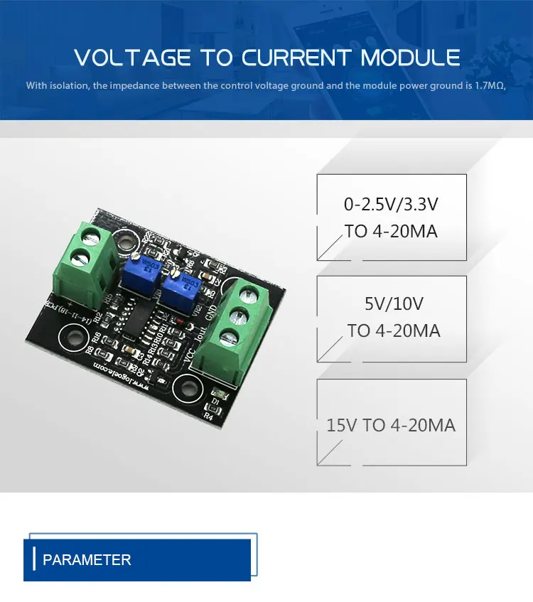 0-3.3V 0-10V 0-15V 0-5V to 4-20ma Module - Voltage to Current Converter