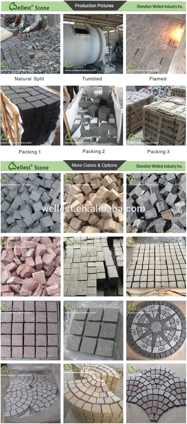 Natural Stone Paving - Red Porphyry Fan Pattern Cobblestone