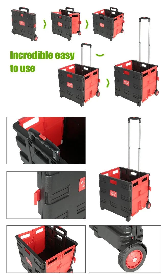 Plastic Box Pack and N Roll Folding Trolley Cart - Hibright