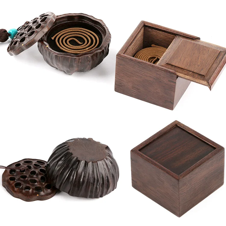 Retro Gift Box Packaged Incense Stove Suit Black Wood Incense Burner ...