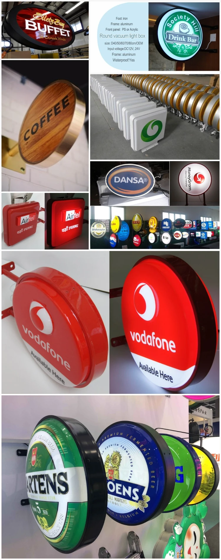 Custom Design Circular Circle Light Box Outdoor Custom Business Signs ...