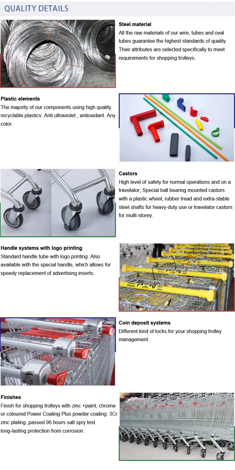 180L Large Metal European Style Supermarket Shopping Trolley