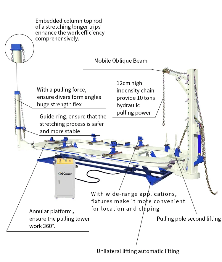 Frame Car Basic Correction Auto Body Pulling Machine - 100 KN