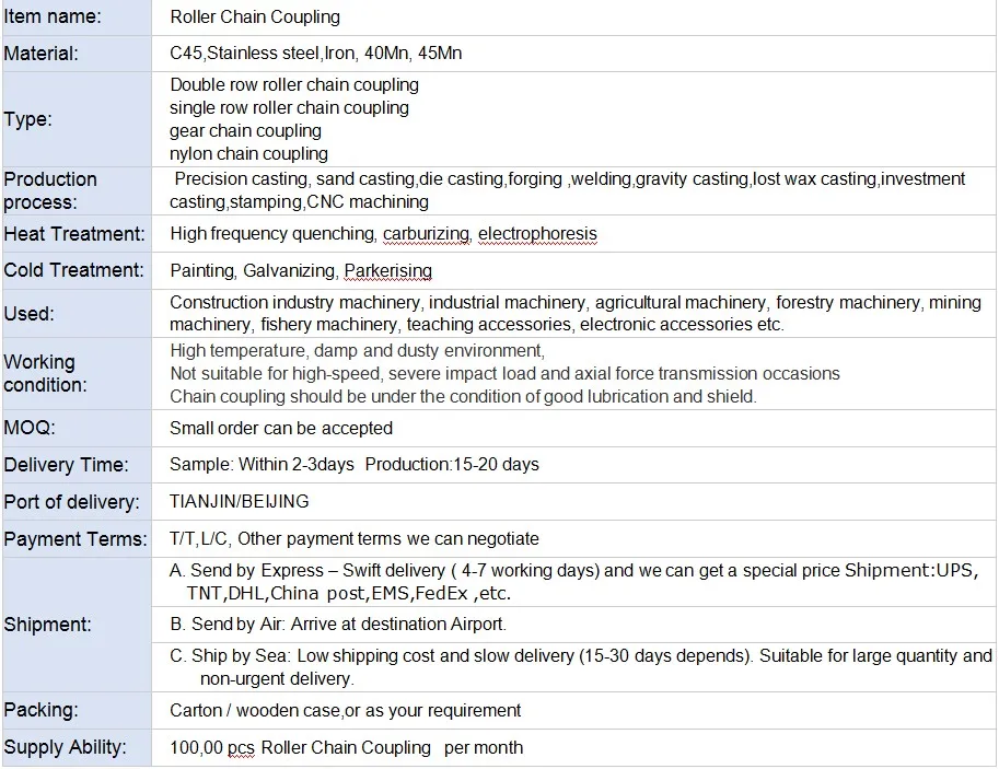 Hot Sale KC 8022 Steel Roller Chain Pressure Shaft Coupling