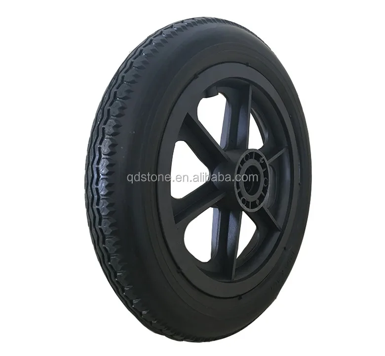 12 Inch Pu Foam Wheelchair Wheel 300mm Foam Wheel With Plastic Rim ...