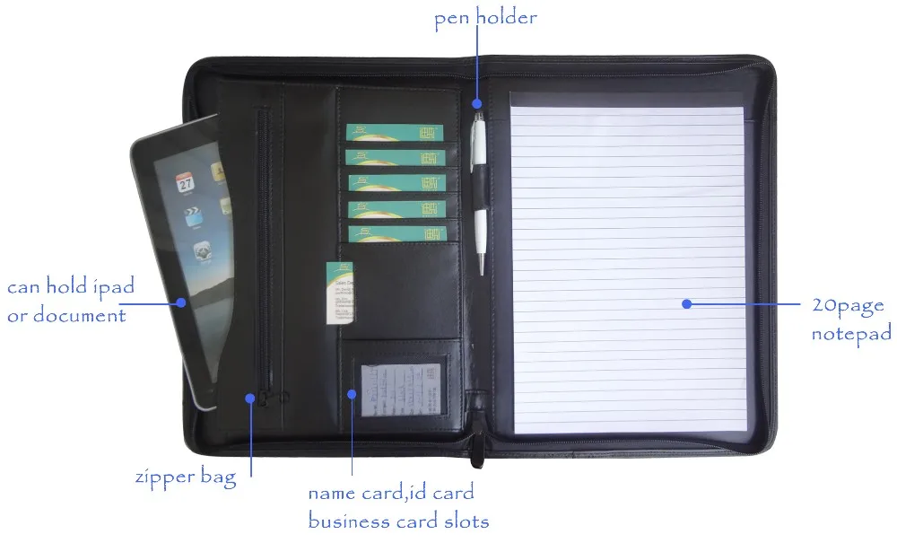 Men Portfolio 2020 Hand Made Pu Leather Portfolio Decoration File Cover ...