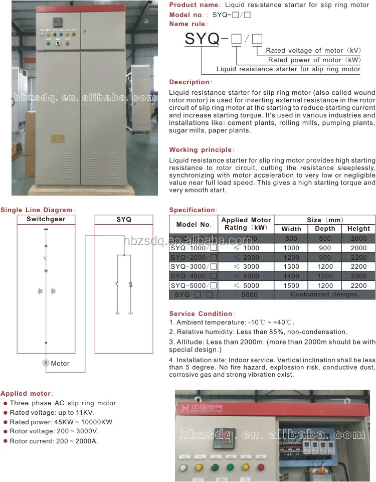 Syq Series Slip Ring Motor Liquid Resistance Starter Electrode - Buy ...