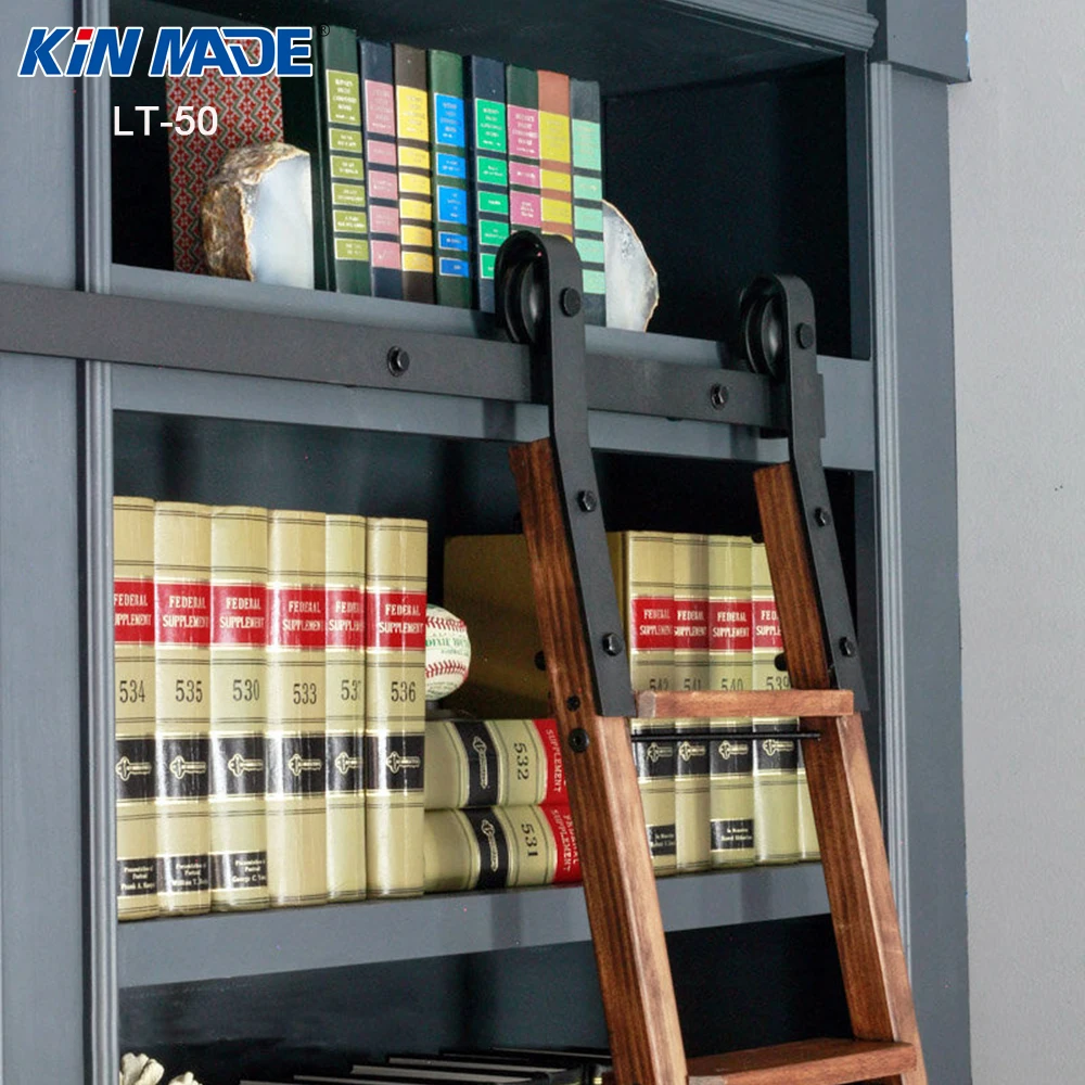 Kinmade Black Rolling Ladder Hardware Library Sliding Ladder Kit