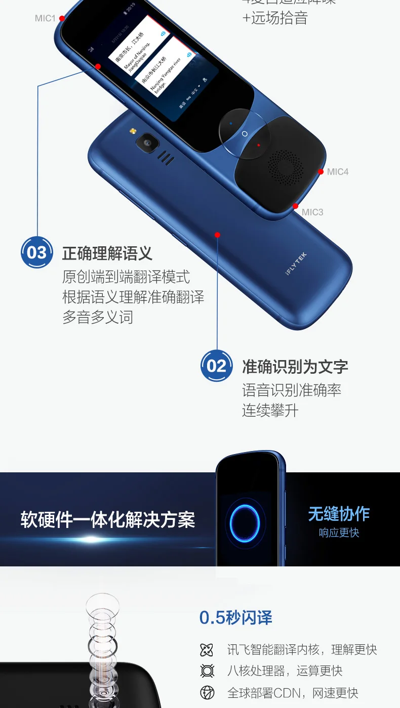 Iflytek Electronic Voice Translator 3.0 With Touch Screen 58 Language ...