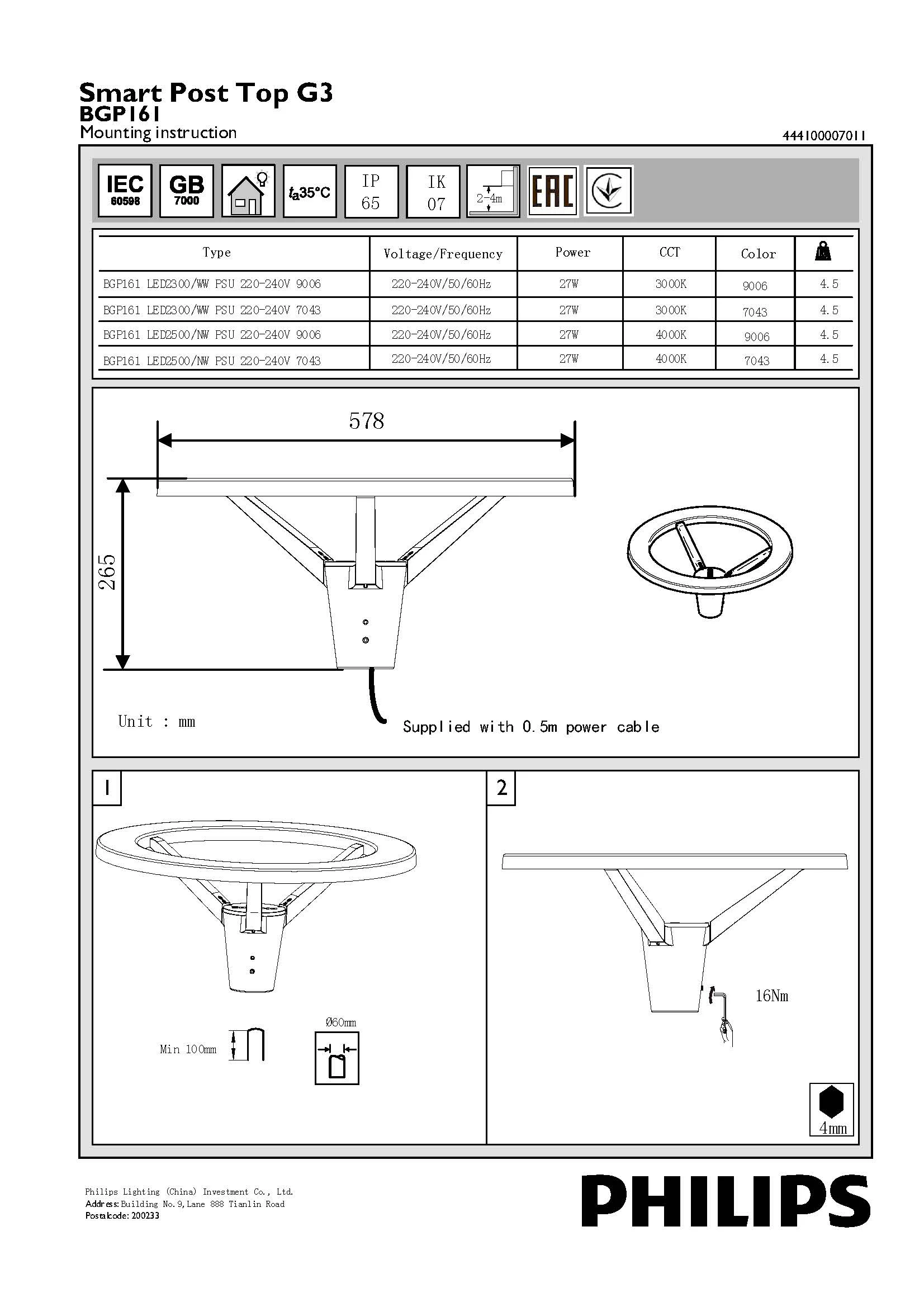 Светодиодный прожектор PHILIPS G3 BGP161 LED2500 LED2300 NW 29 Вт 27 Вт ...