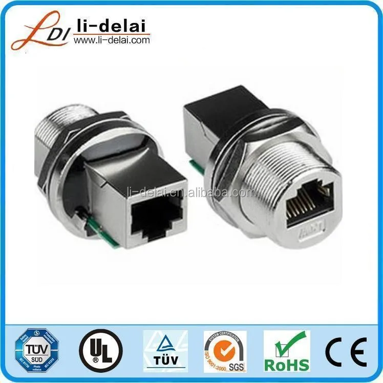 Front Panel Mount Rj45 Socket With Cable Waterproof Connector - Buy ...