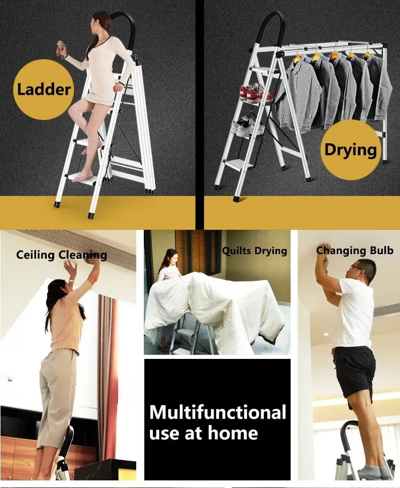 Aluminium Household Multi-use Step Ladder With Clothes Hanger - Buy ...