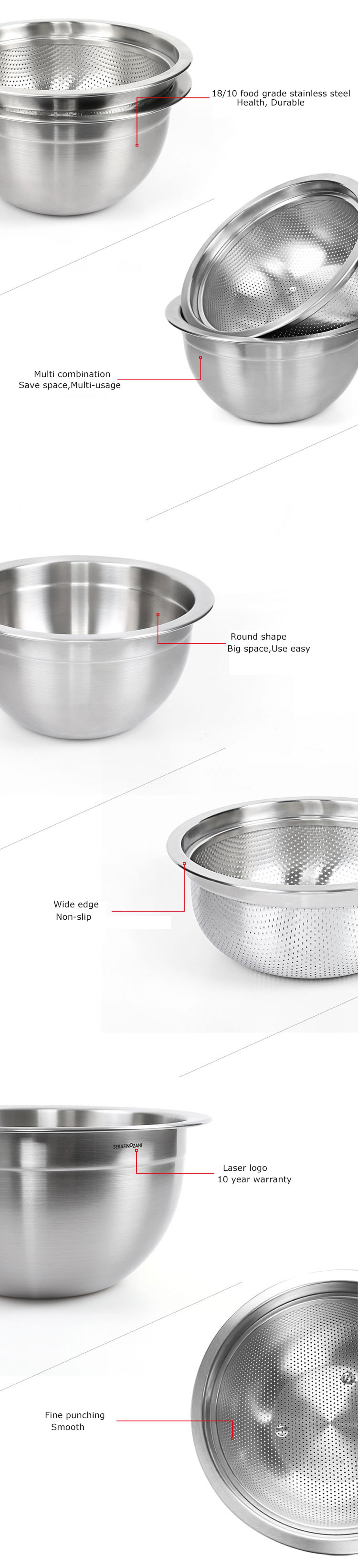 Custom Brand Multi-purpose Kitchen Utensils 9.5" / 11" Serving Bowl ...