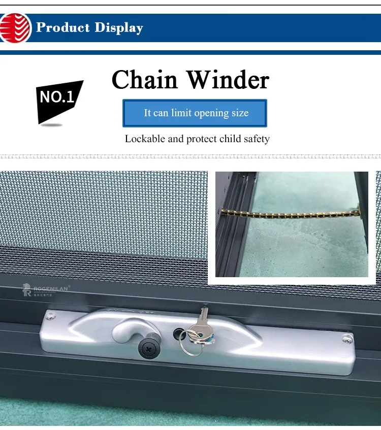 108# New Design Aluminium Casement Windows Awning Window Chain Winder ...