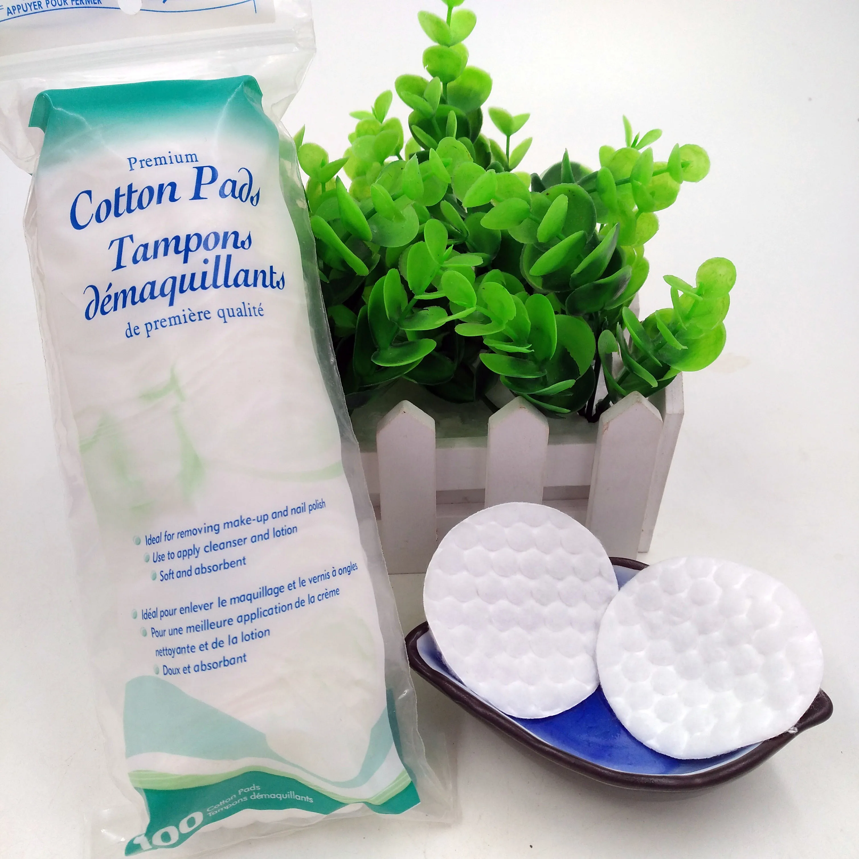 Pure Embossed Cosmetic Non Absorbent Cotton Make Up Pads For Beauty ...