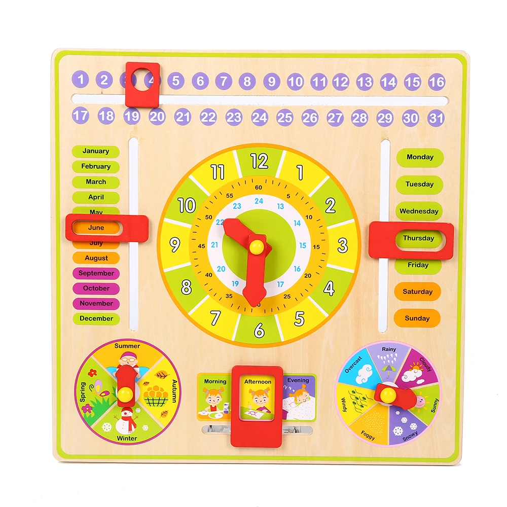2020 New Arrive Multi-function Wooden Learning Calendar Clock Toy ...