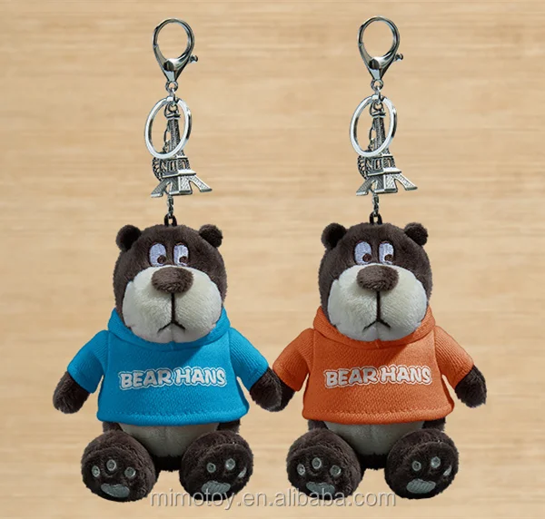 Various Stuffed Animal Head Plush Toy Dog Keychain / Keyring With Hat ...