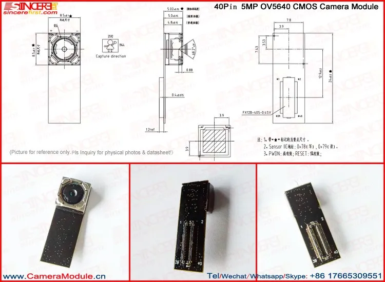 OV5640 5MP CMOS Sensor Module with Autofocus for Mobile Imaging