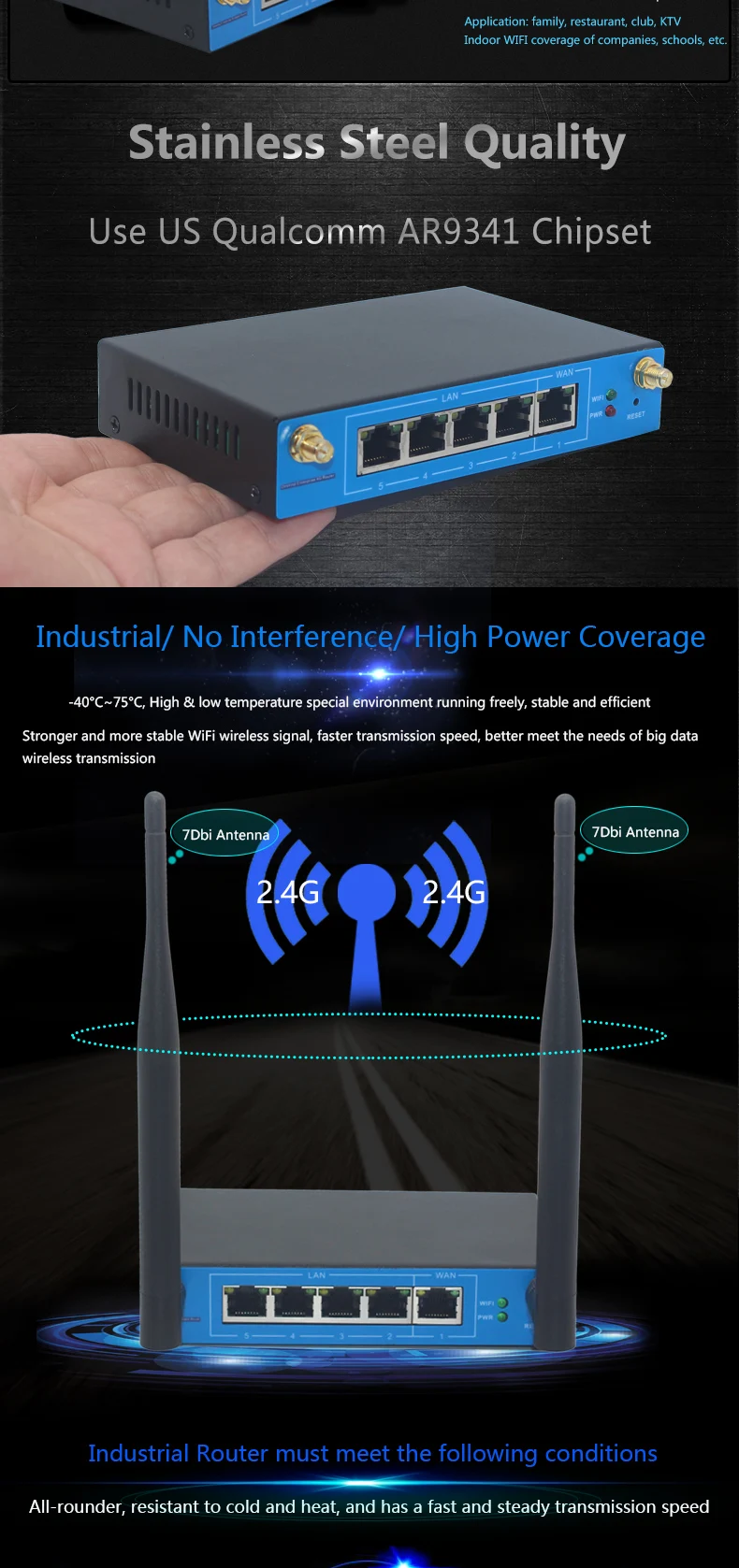 12-48v Poe Industrial Wireless Router Ar9341 Desktop Router With ...