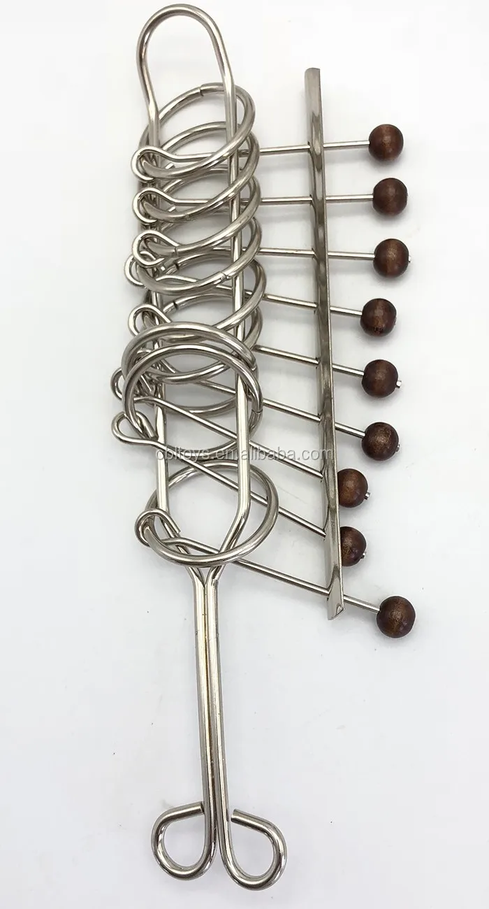 Traditional Chinese Metal Wire Puzzle - 9 Linked Rings Brain Teaser for ...