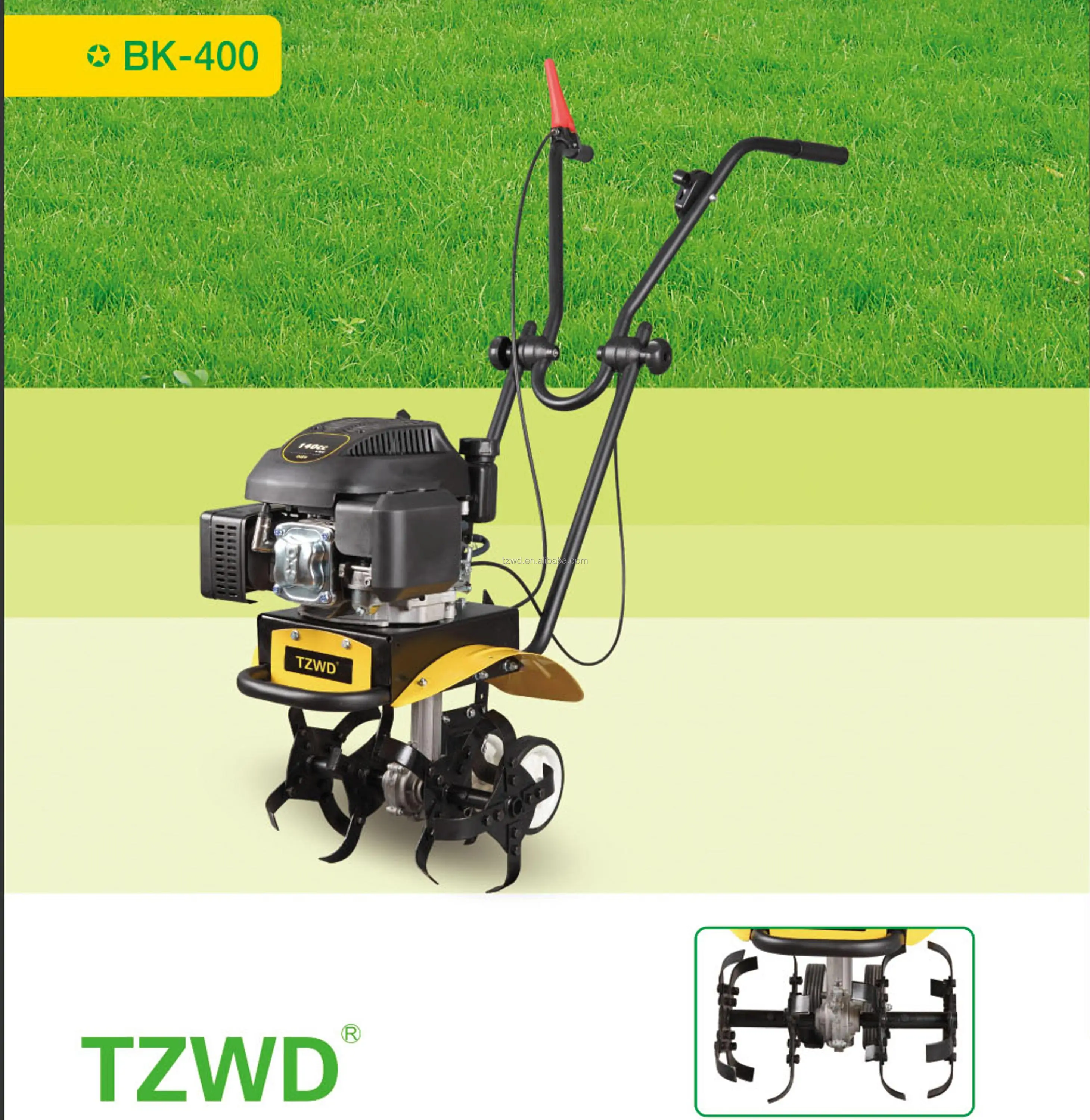 Outdoor Cultivator Power Equipment Garden Tiller 4.0hp Mini Ridger Home ...