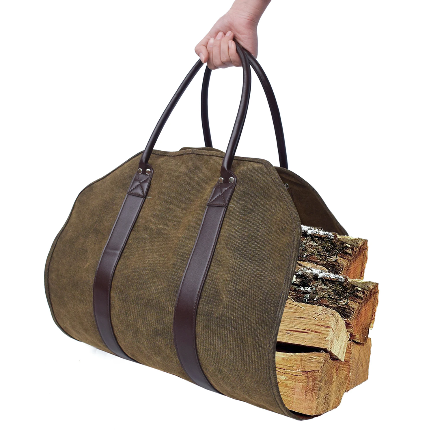 Durable Large Wax Canvas Log Carrier Tote Fire Wood Bag - Buy Large ...