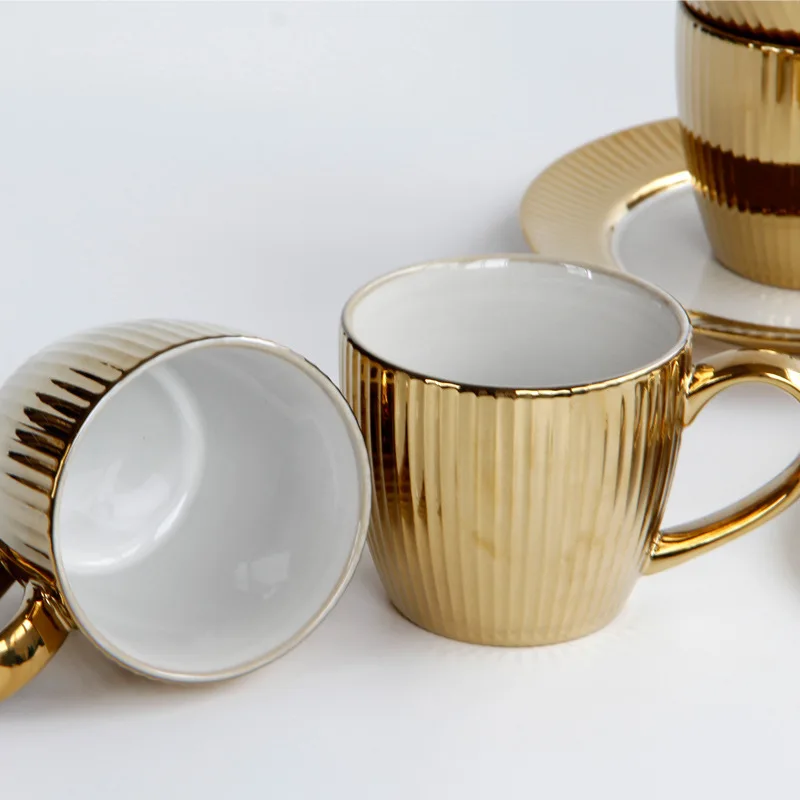 European Luxury Golden Ceramic High-end Ion Gold-plated Cup Nordic ...