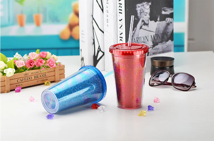 480ml Double Wall Insulated Freeze Cup Plastic Drinking Cups with ...