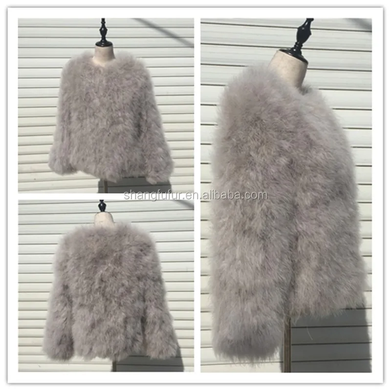 Sf0021 Turkey Feather Jackets Cheap Real Fur Strips Feather Coats ...