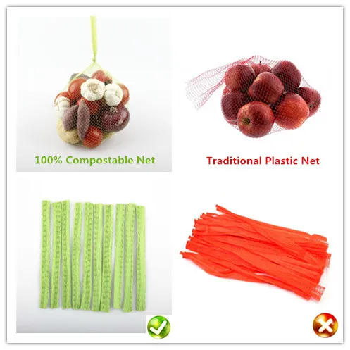 Fruit And Vegetable Net Knitted Tubular Packaging Mesh 100% Cornstarch ...