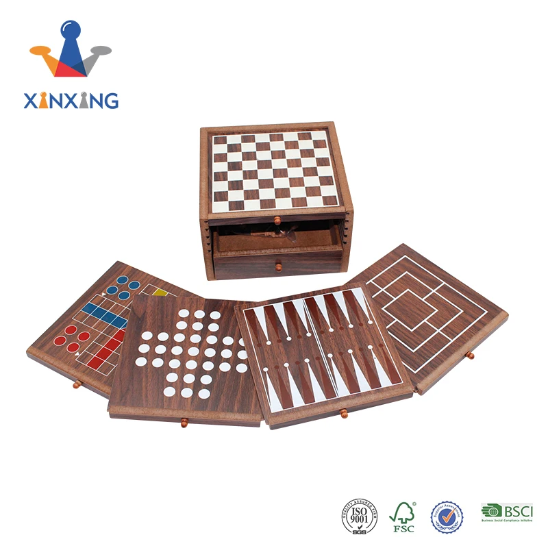 Classic 10 In 1 Game Box Chess Checker Backgammon Goose Game Ludo Nine ...