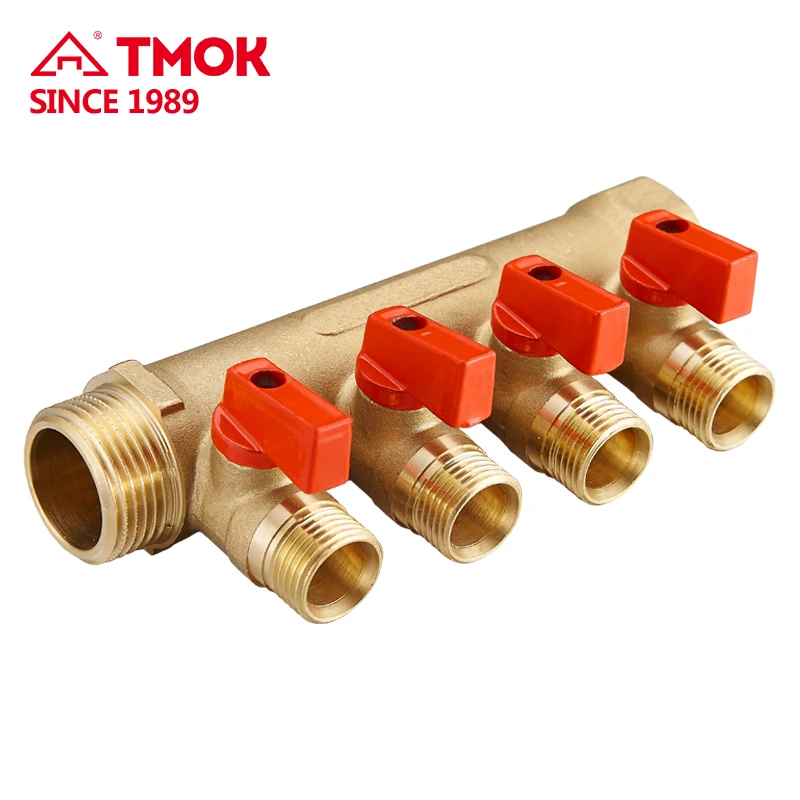 4way Red Handle Brass Water Manifold - Buy Brass Manifold,Water ...