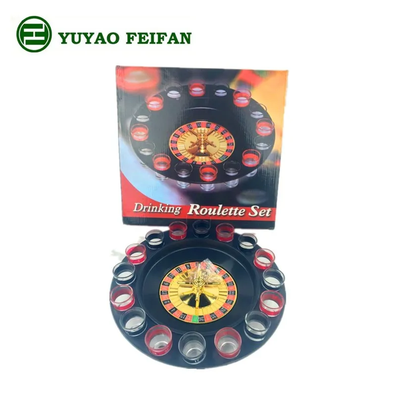 32"casino Mini Lucky Roulette Wheel With 16pcs Cups In Drinking Game ...