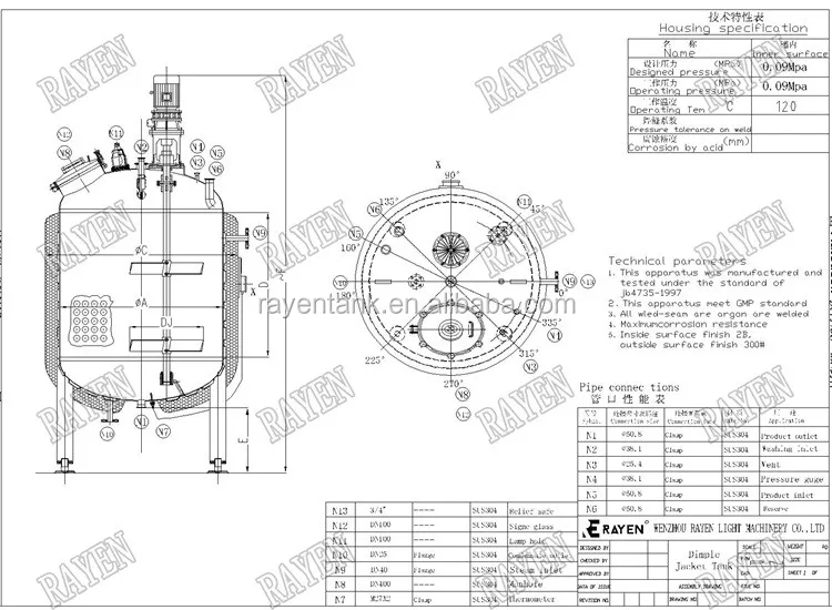 Sanitary Stainless Steel Double Jacket Tank Steam Jacketed Vessel ...