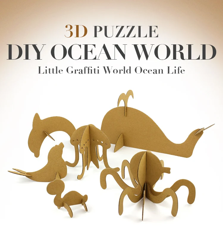 3-D Animal Puzzle DIY Paper Puzzle for Children's Education