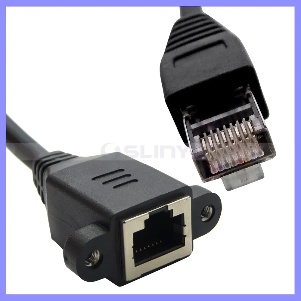 Rj45 Male To Female Ethernet Screw Lock Panel Mount Lan Network ...