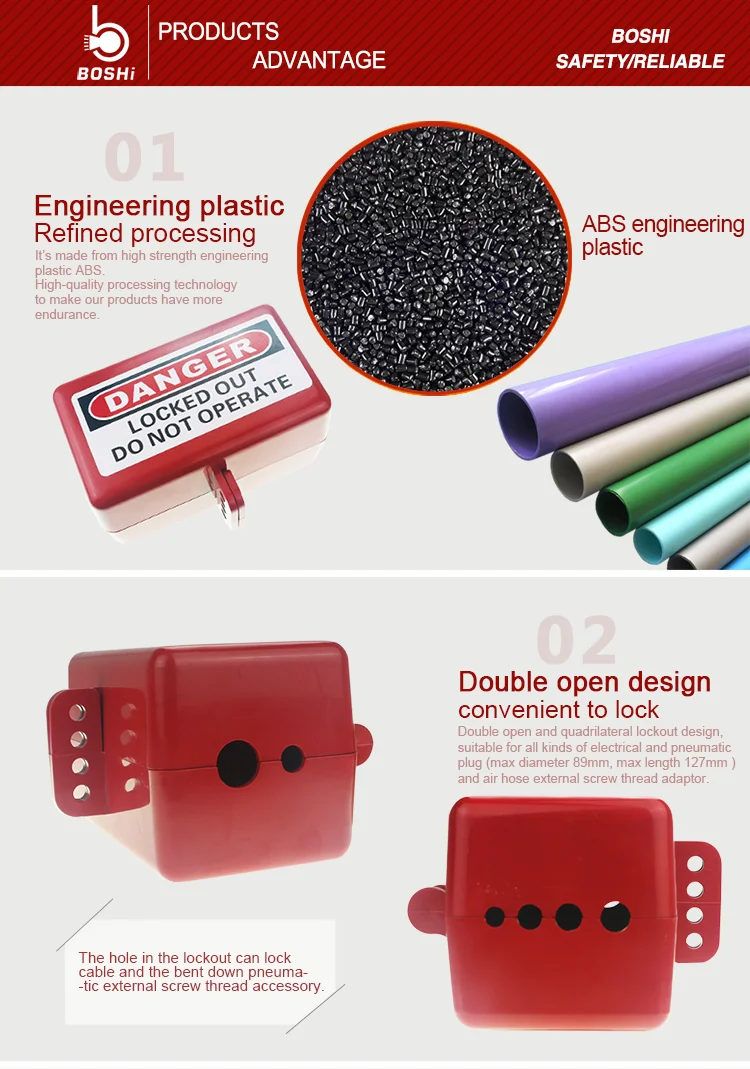 Electrical Pneumatic Plug Lockout Box Device For Plug 110v To 550v And ...