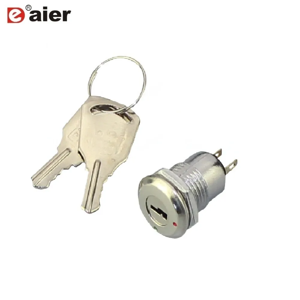 Keylock 12mm Spst On-off 2pin Terminal Electric Key Switch Cam Lock ...