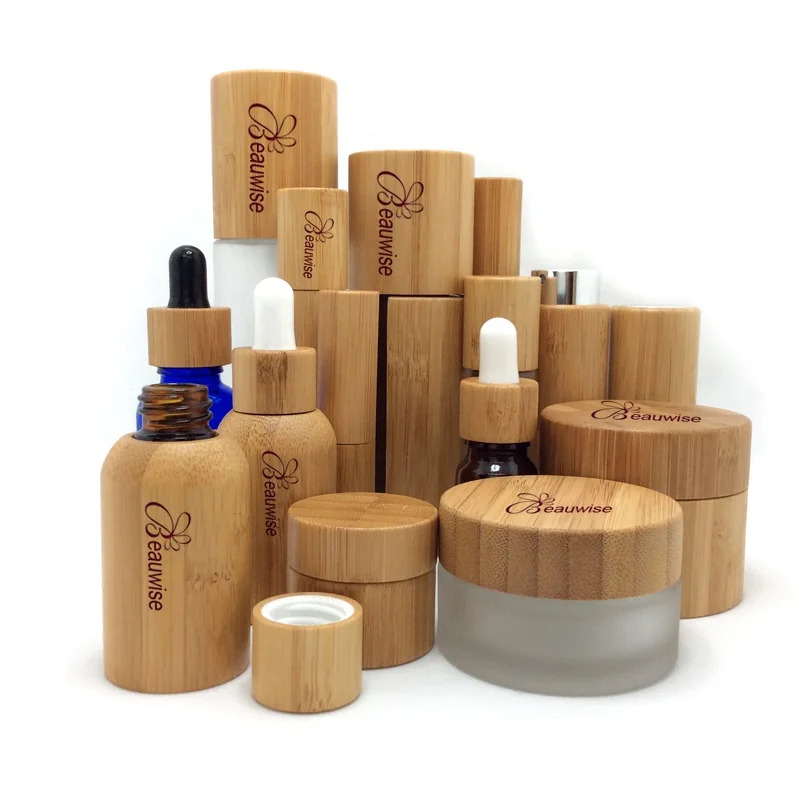 Custom Made Environment Friendly Wooden Bamboo Glass Cosmetic Bottles ...
