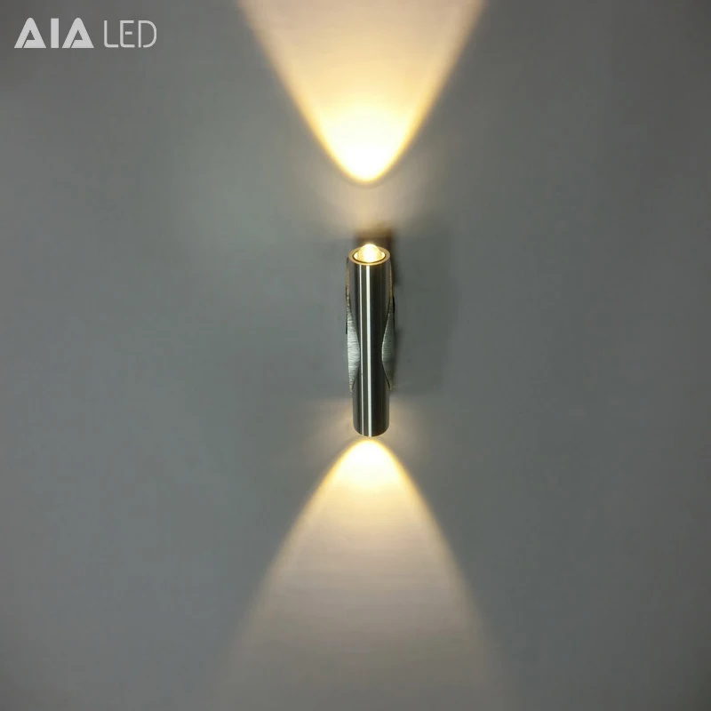 Indoor Silver Brushed Round Up And Down Led Wall Light Interior Led ...
