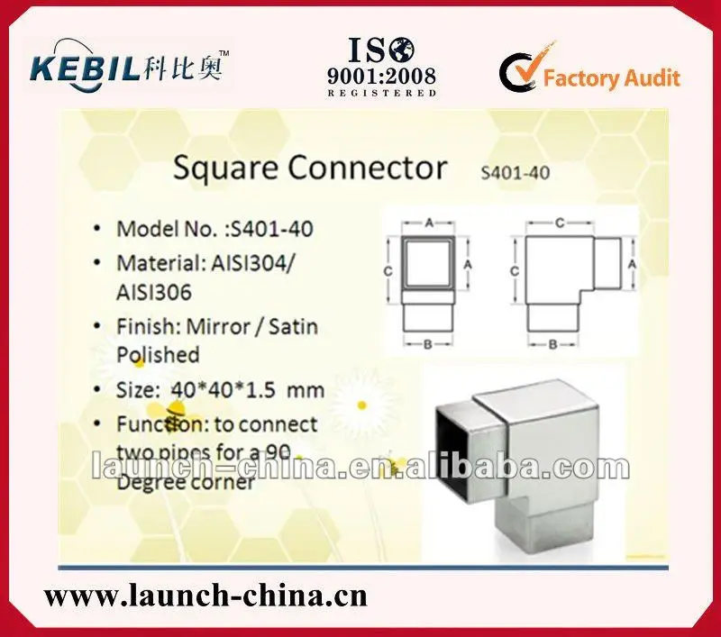 Casting 4 Way Stainless Steel Square Tube Connector 40mm for ...